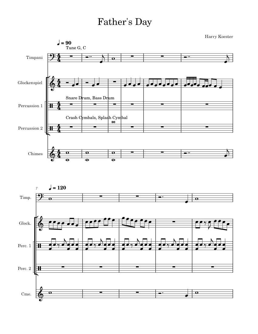 Father's Day Sheet music for Timpani, Glockenspiel, Drum group, Tubular ...