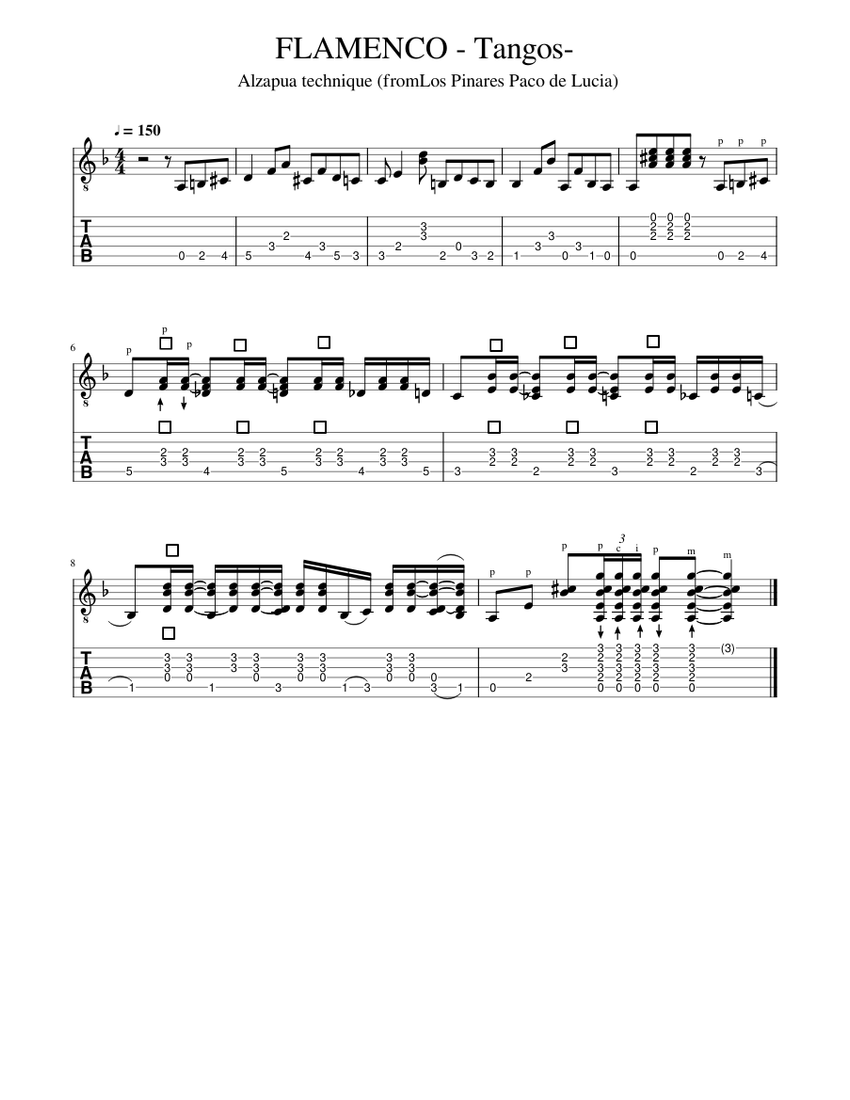 FLAMENCO - Tangos- Sheet Music and Tab for Guitar (Solo) | MuseScore.com