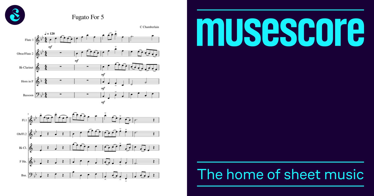Fugato for 5 – Carole Chamberlain Sheet music for Flute, Bassoon ...