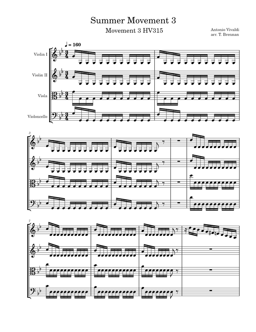 Summer 3rd movement Sheet Music for Violin, Viola, Cello (String ...