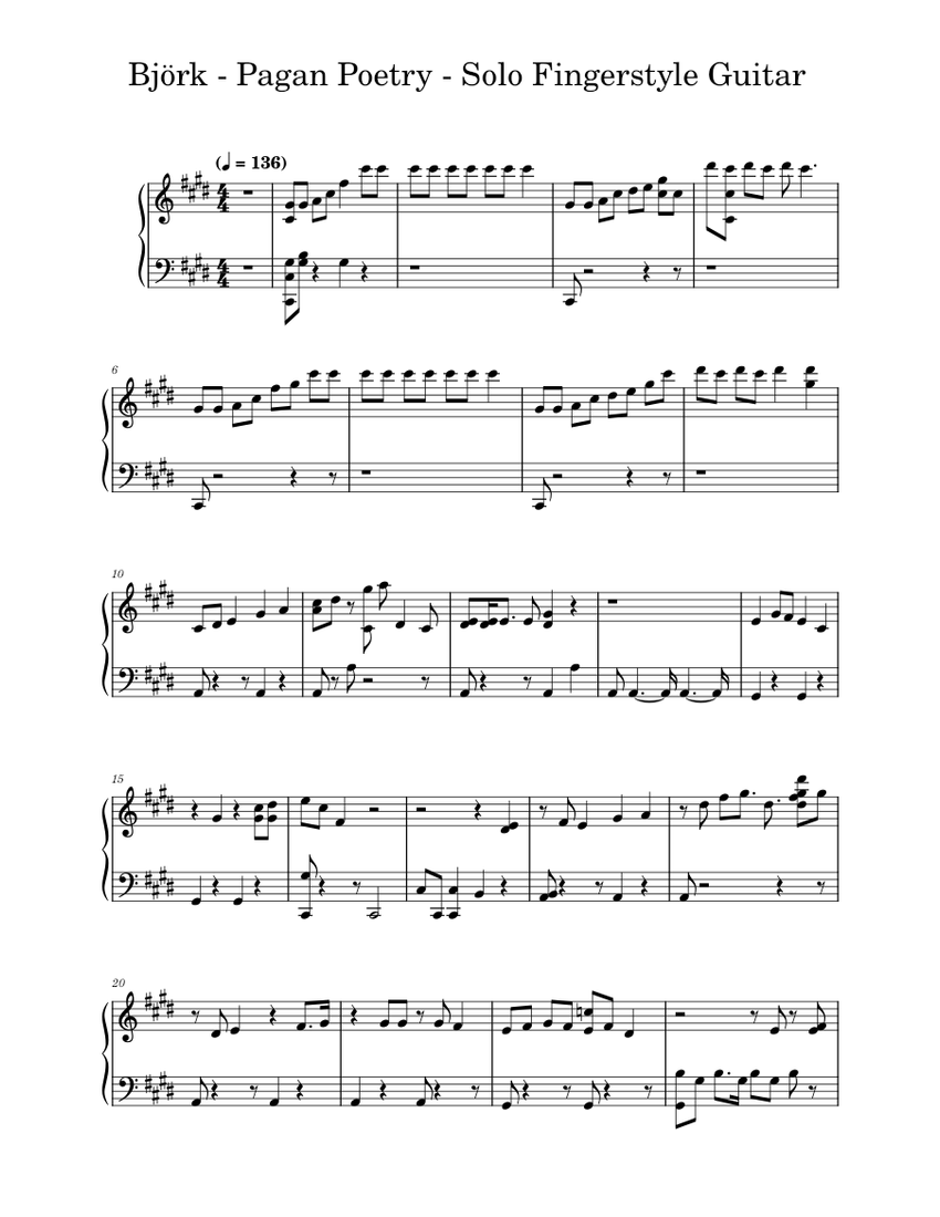 Pagan poetry – Björk Sheet Music for Piano (Solo) | MuseScore.com