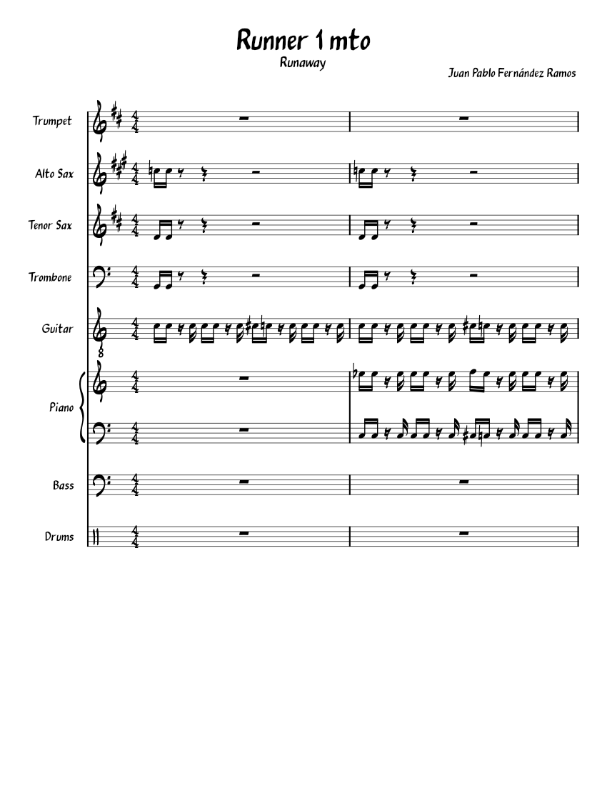 Runner 1 mto Runaway Sheet music for Piano, Trombone, Saxophone alto ...