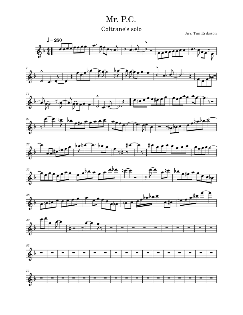 Mr pc – John Coltrane Mr. P.C. Sheet music for Saxophone tenor (Solo ...