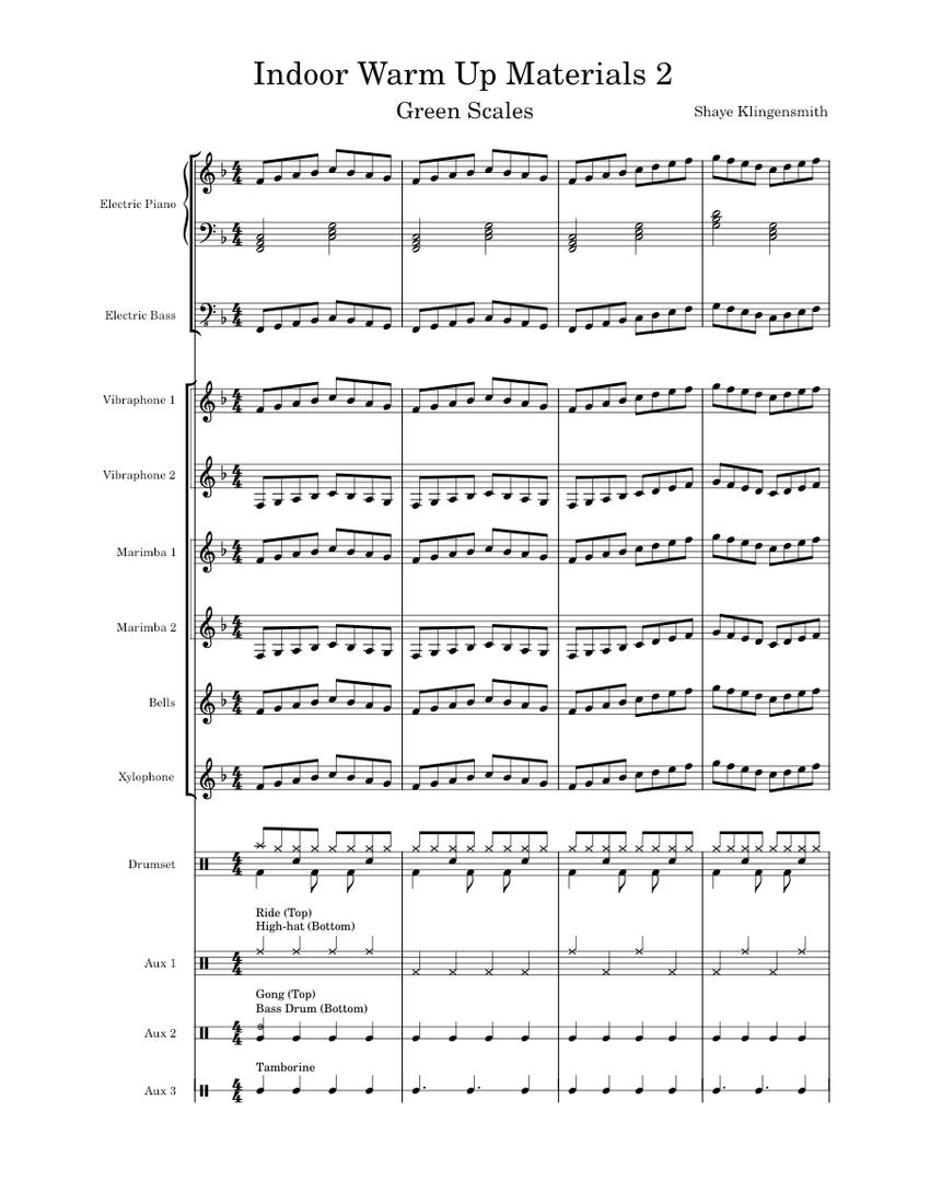 Indoor Warm Up Materials 2 Sheet music for Piano, Vibraphone ...