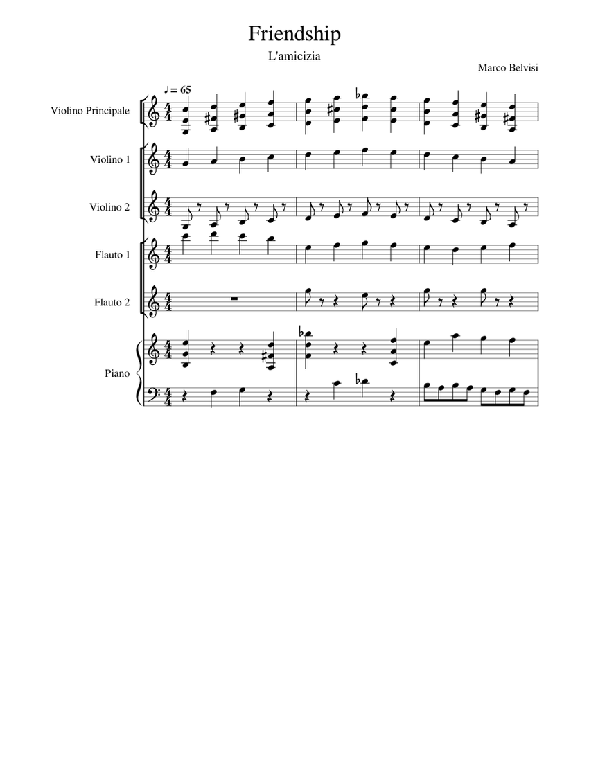 Friendship Sheet music for Piano, Flute, Violin (Piano Sextet ...