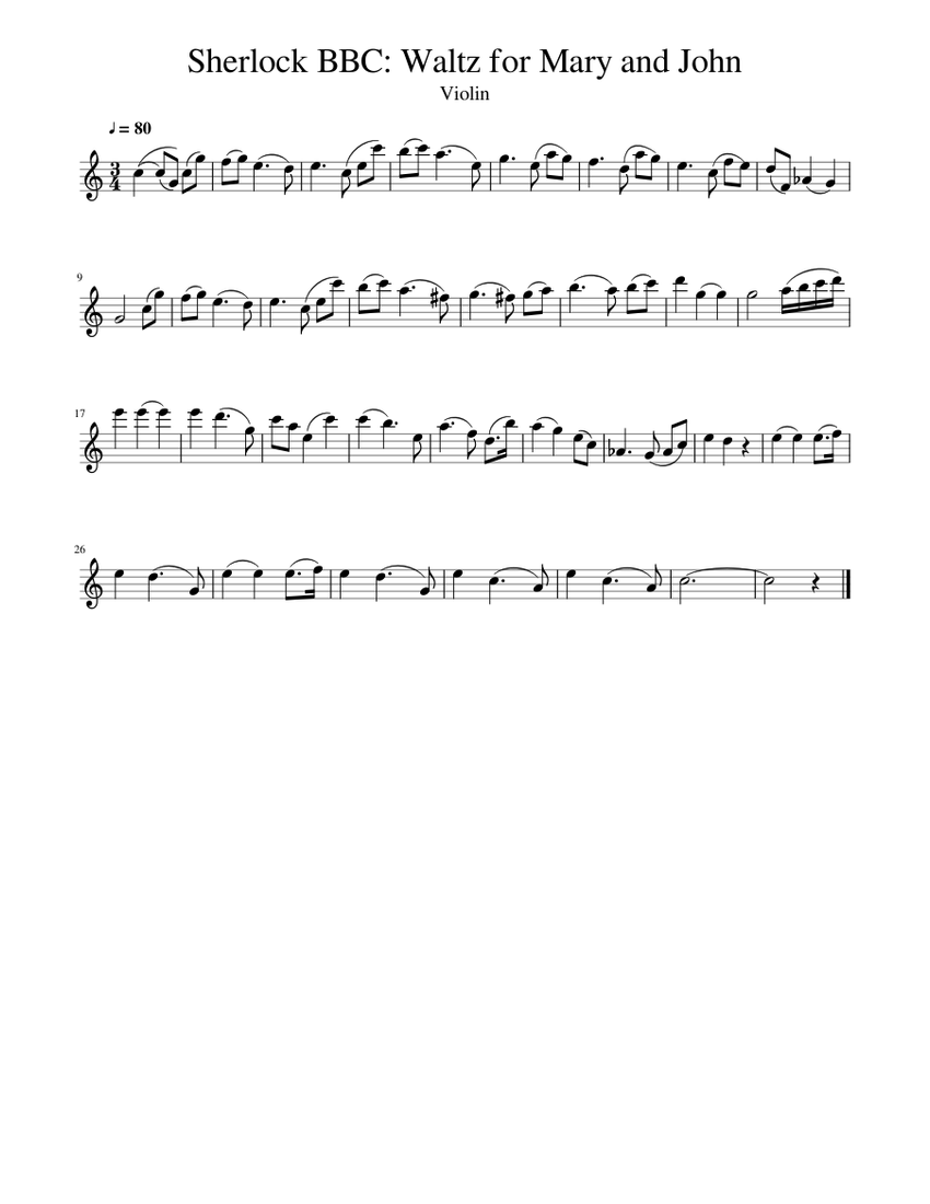 Waltz by sherlock Sheet Music for Violin (Solo) | MuseScore.com