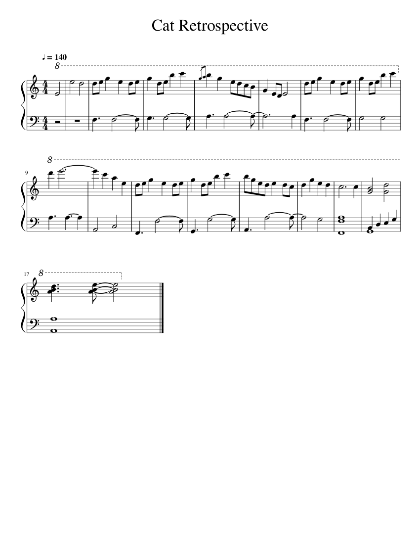 Cat Retrospective Sheet music for Piano (Solo) Easy | Musescore.com