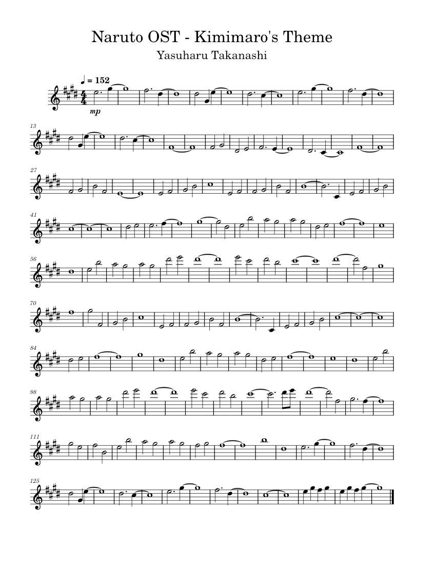 Naruto OST - Kimimaro's Theme Sheet Music for Flute (Solo) | MuseScore.com