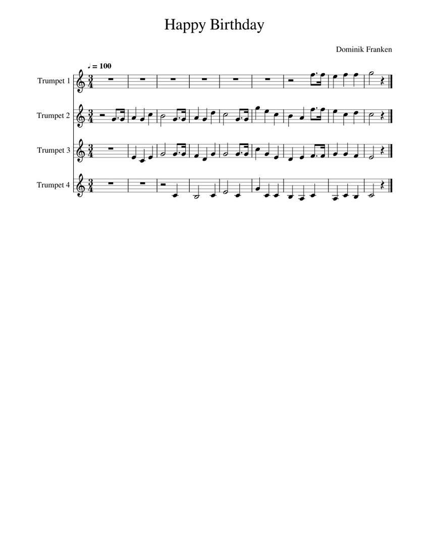 Happy Birthday (4 trumpets) Sheet music for Trumpet other (Brass ...