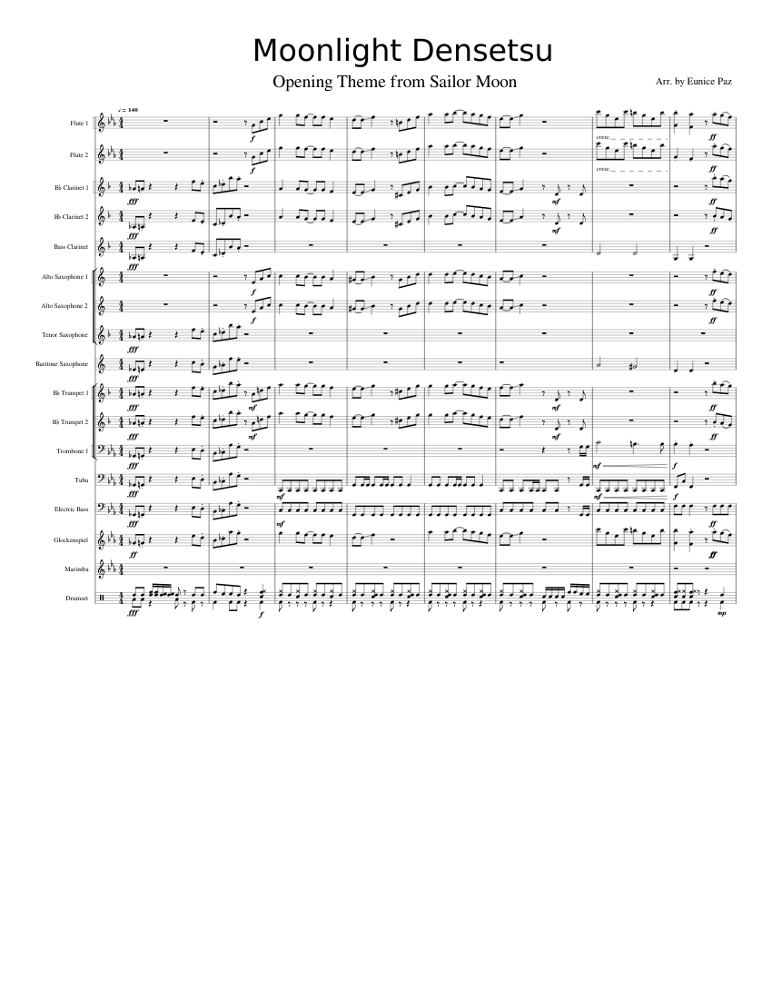 Moonlight Densetsu (Opening Theme from Sailor Moon) Sheet Music for ...