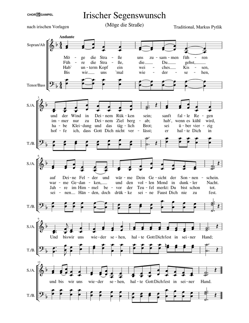Irische Segenswunsche Text Und Noten