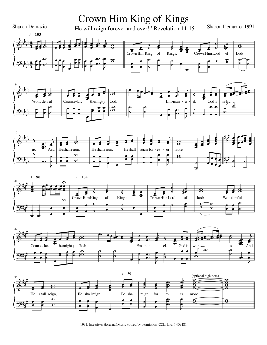 Crown Him King of Kings Sheet Music for Piano (SATB) | MuseScore.com