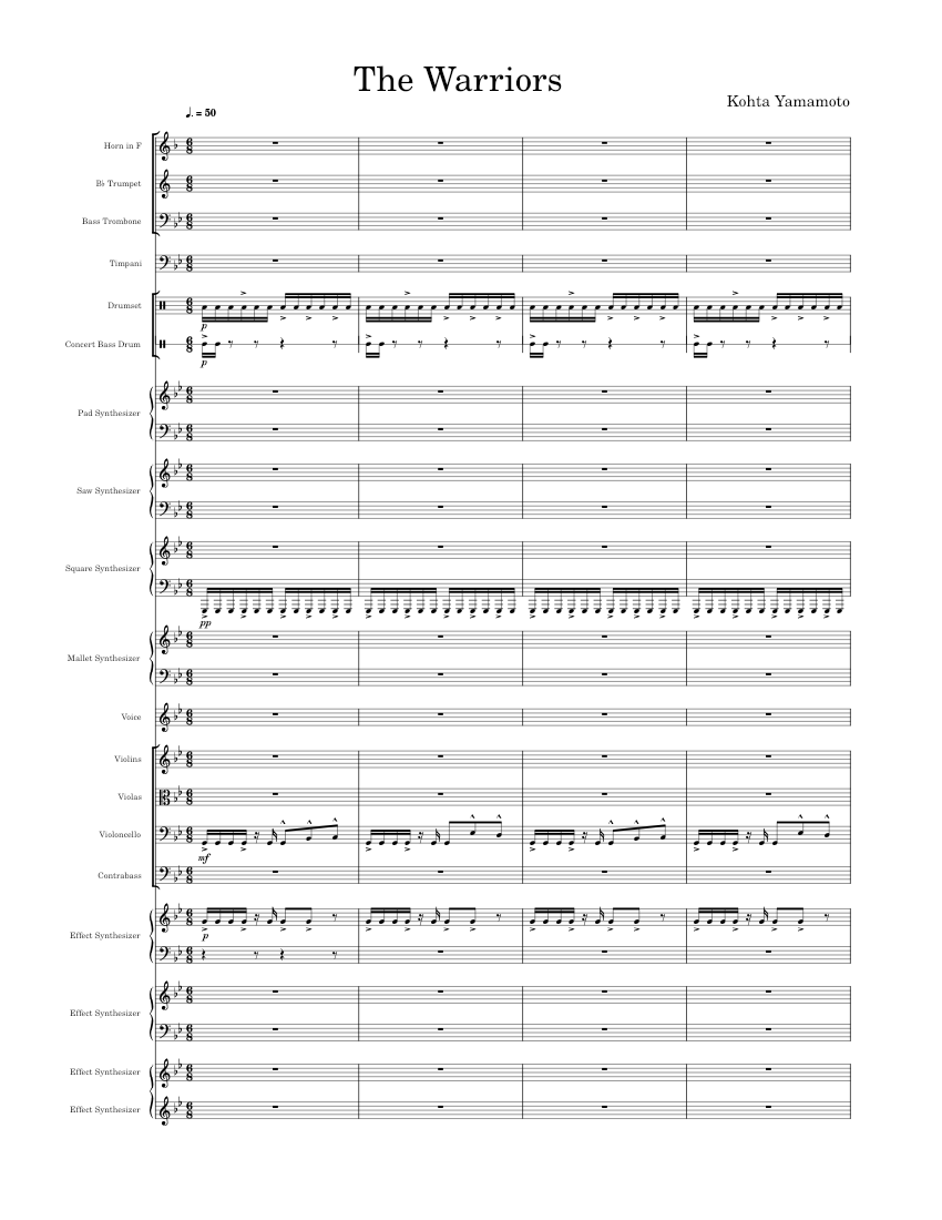 The Warriors Sheet Music for Vocals, Trombone bass, Trumpet in b-flat ...