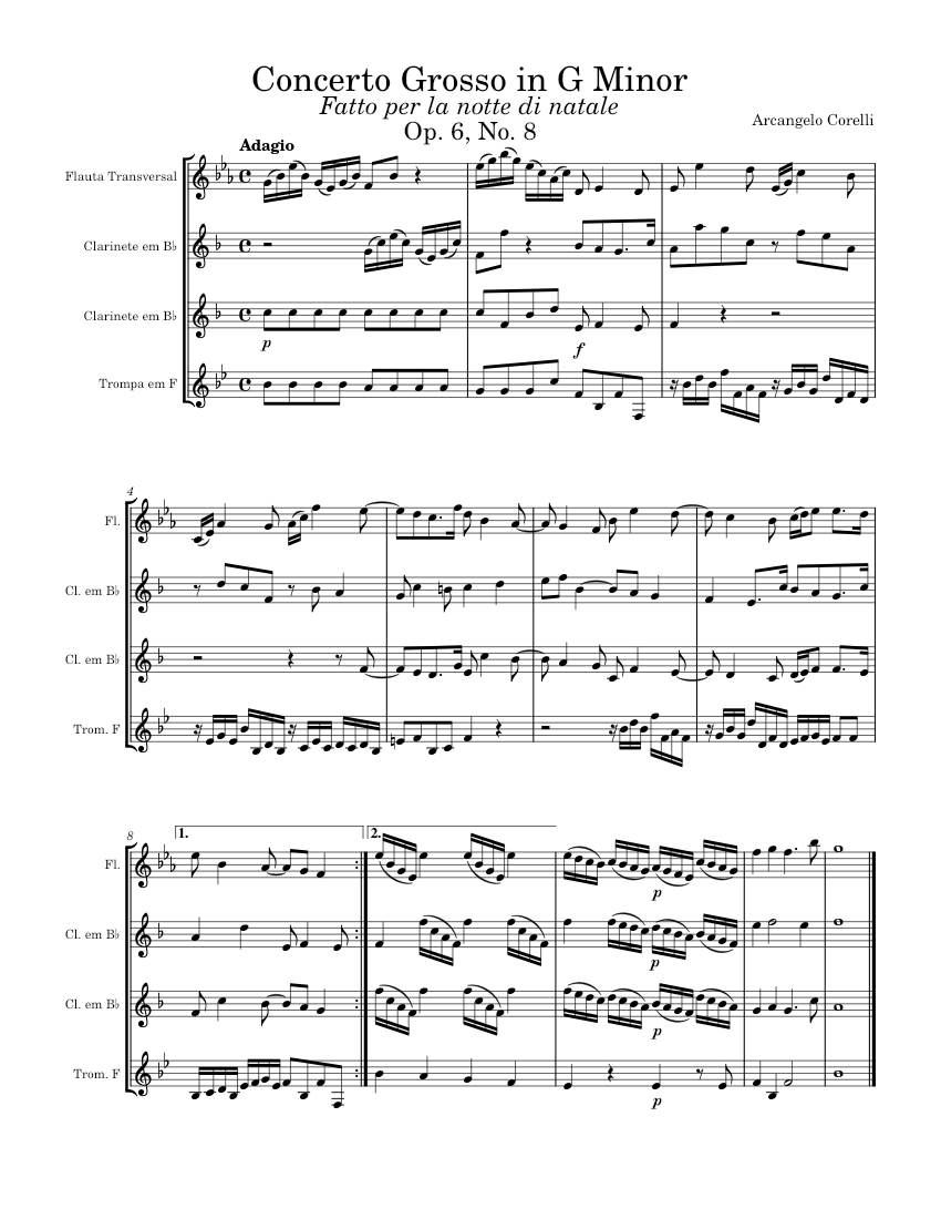 Concerto Grosso in G Minor - Op. 6 No. 8 - Adagio – Arcangelo Corelli ...