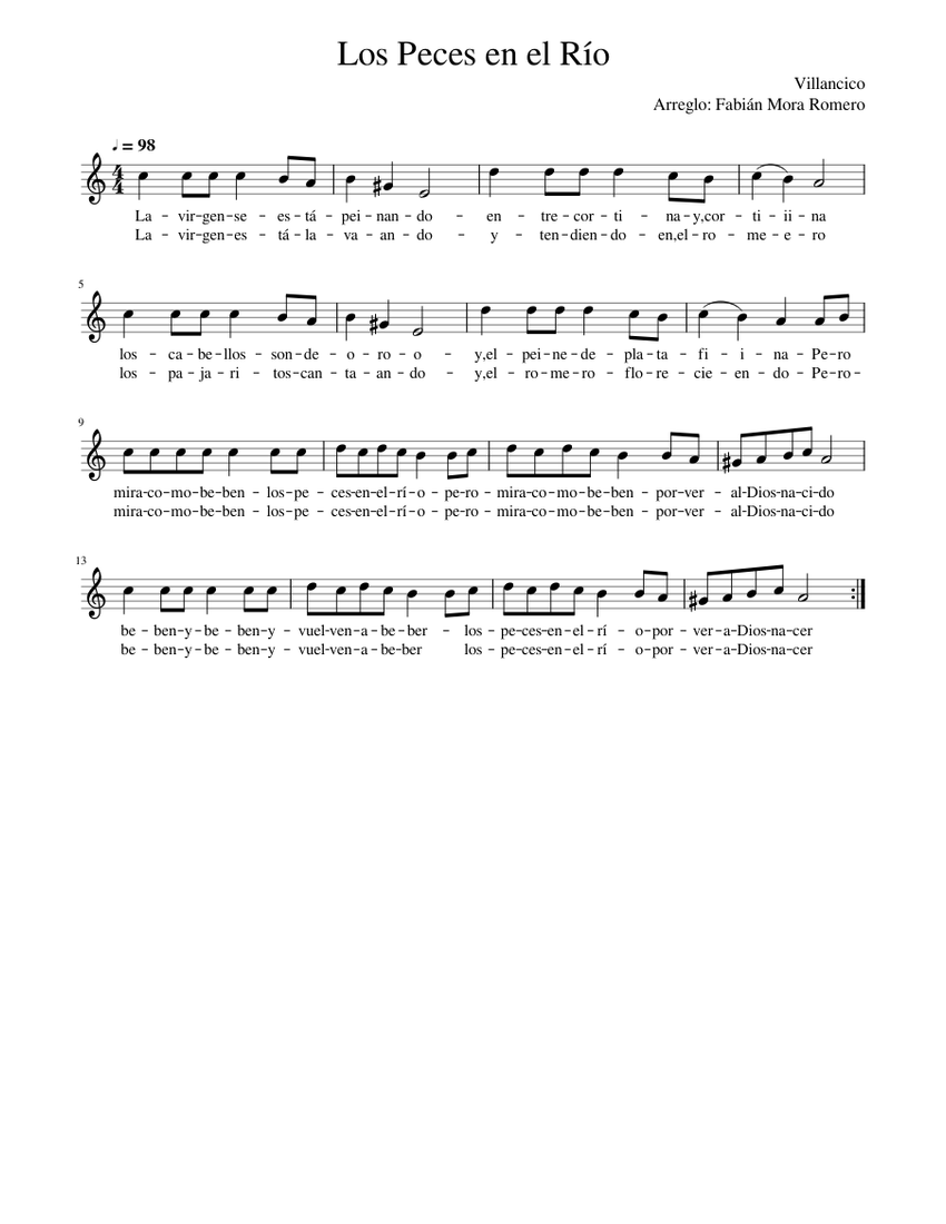 Los peces en el río Sheet music for Piano (Solo) Easy | Musescore.com
