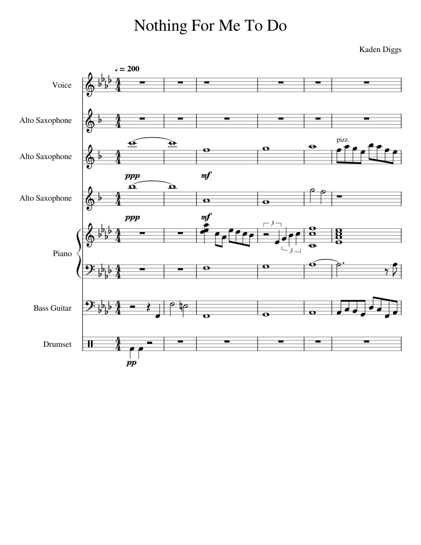 Nothing for me to do Sheet music for Piano, Vocals, Saxophone alto ...