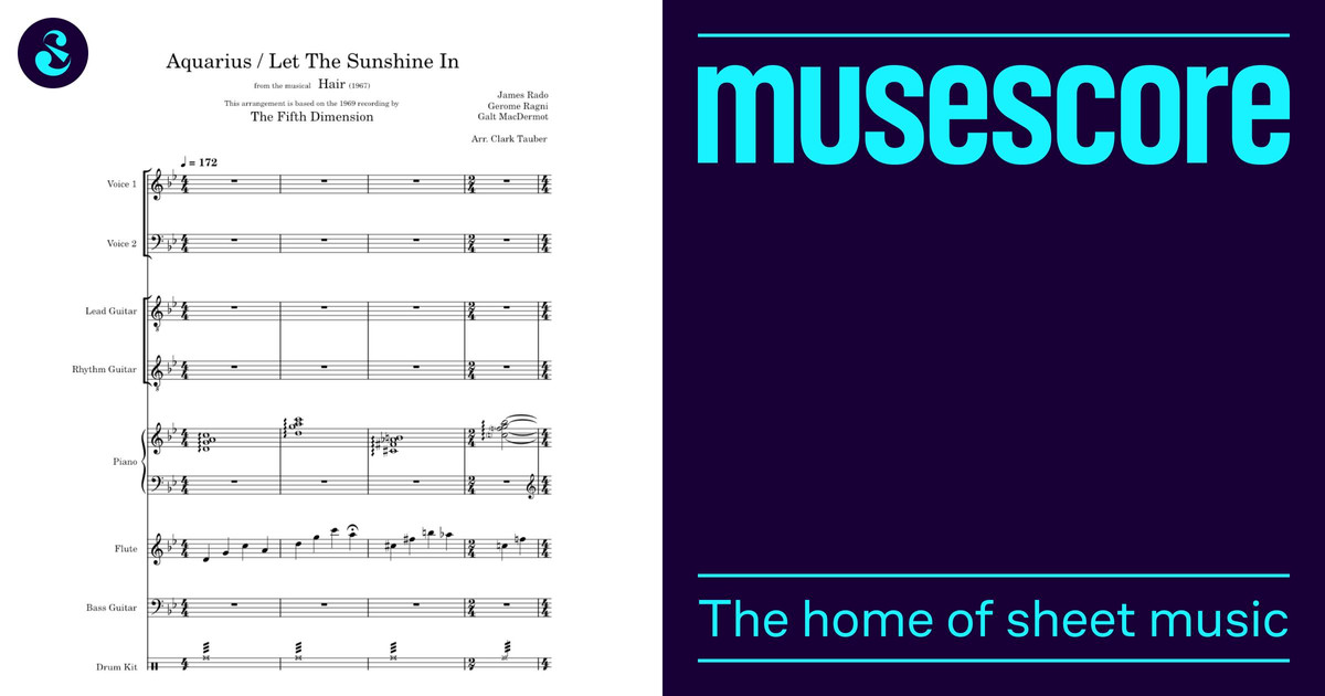 Aquarius - Let The Sunshine In (Ensemble) Sheet music for Piano, Flute ...