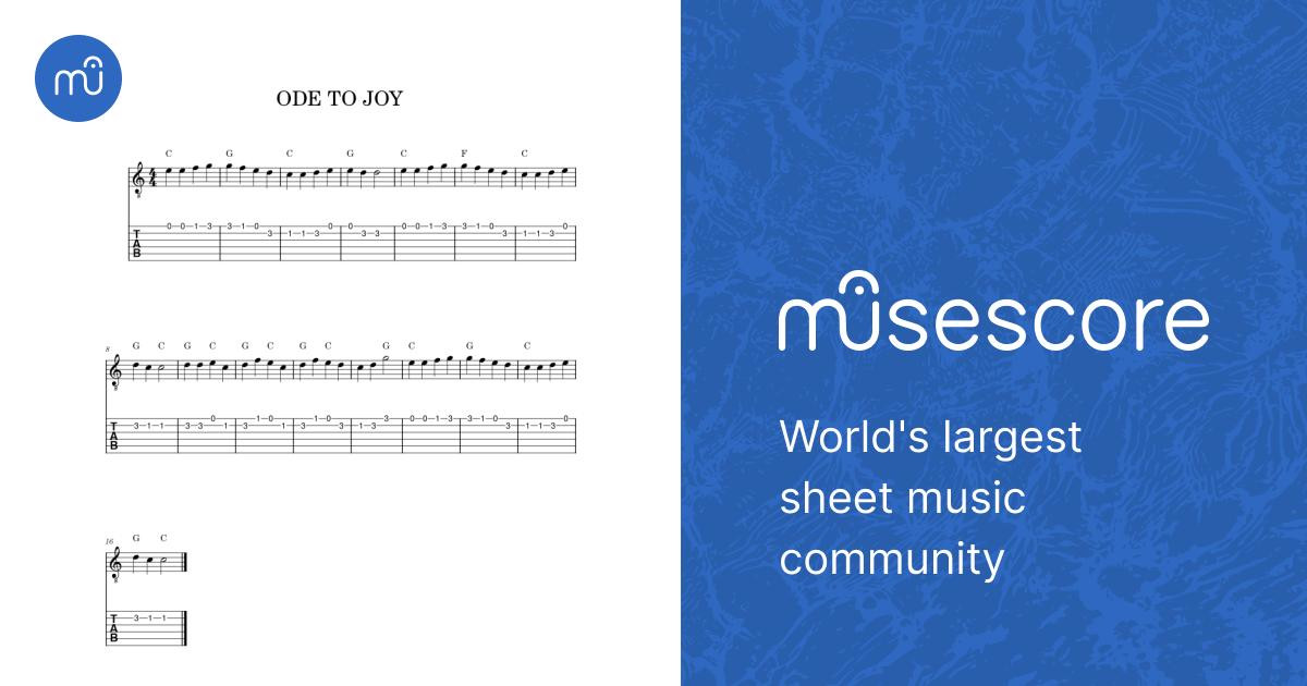 ODE TO JOY Sheet Music and Tab with Chords for Guitar (Solo ...