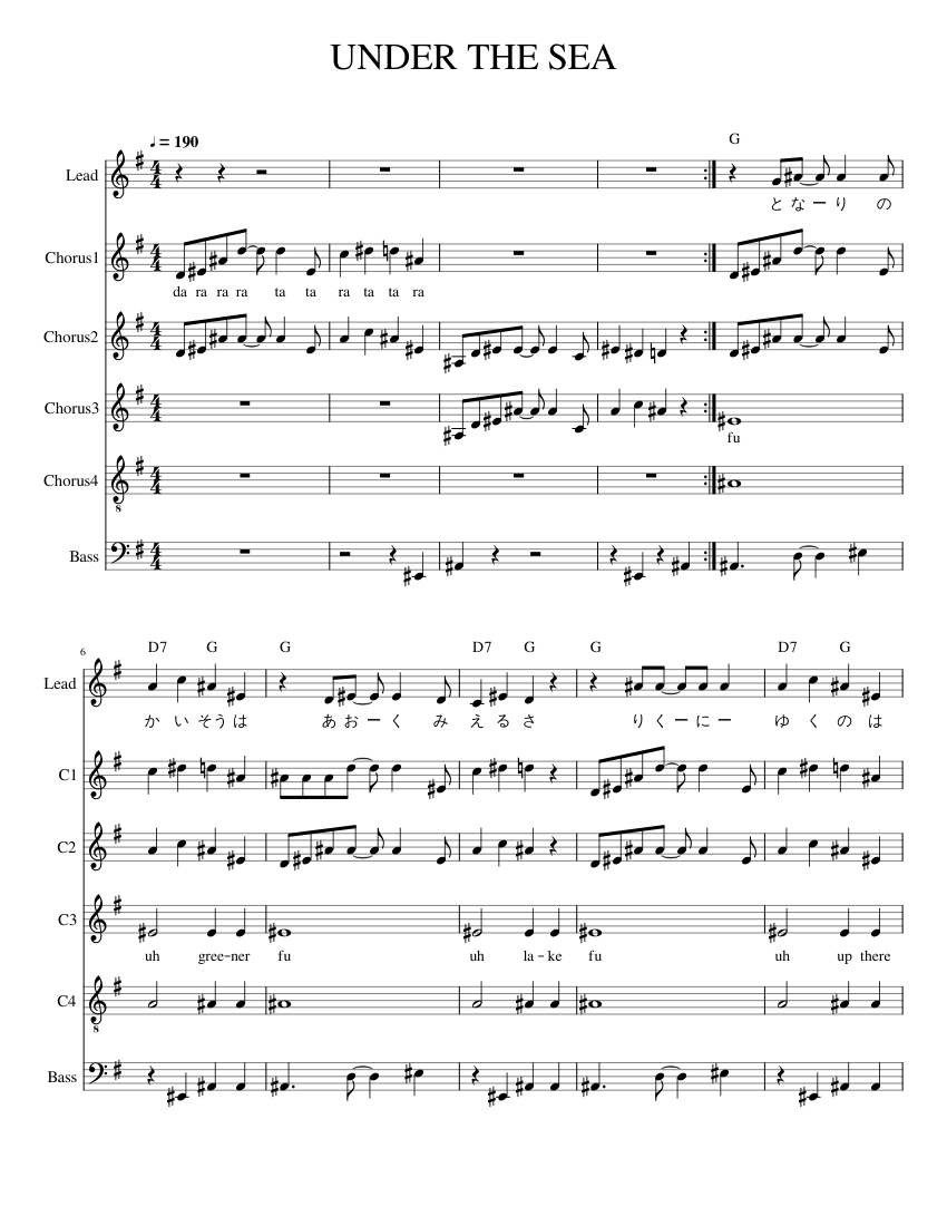 Underthesea Sheet Music with Chords for Piano (Mixed Ensemble ...