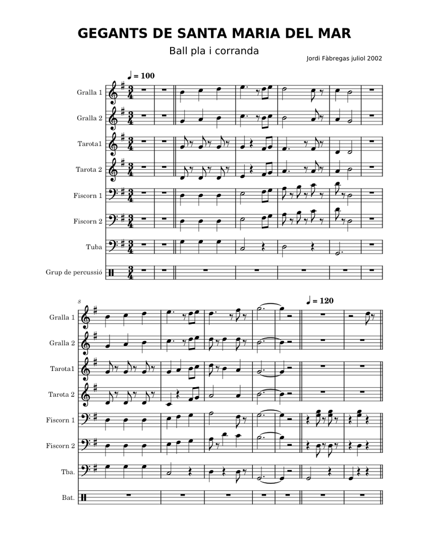 Gegants de santa maria del mar Sheet music for Tuba, Oboe, Drum group ...