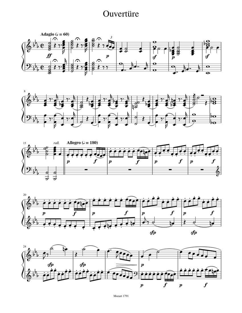 Magic Flute (0.Overture) Sheet Music for Piano (Solo) | MuseScore.com
