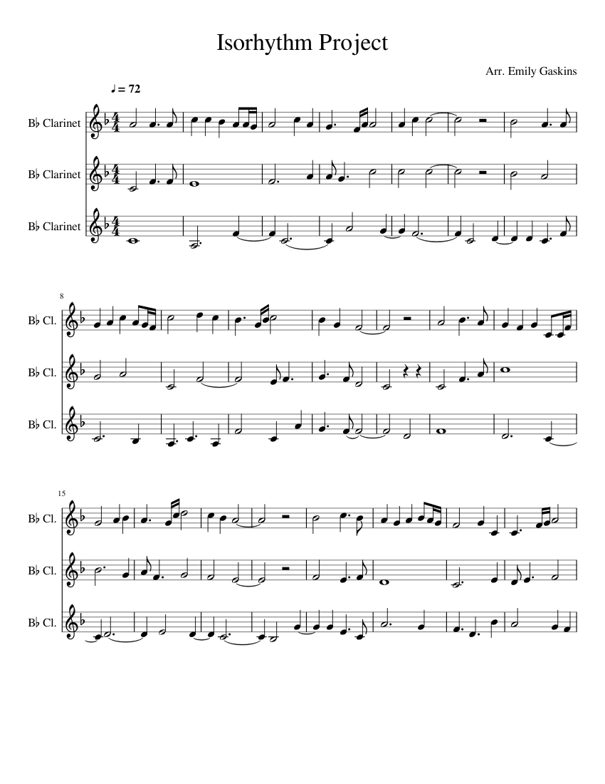 Isorhythm Project Sheet music for Clarinet in b-flat (Mixed Trio ...