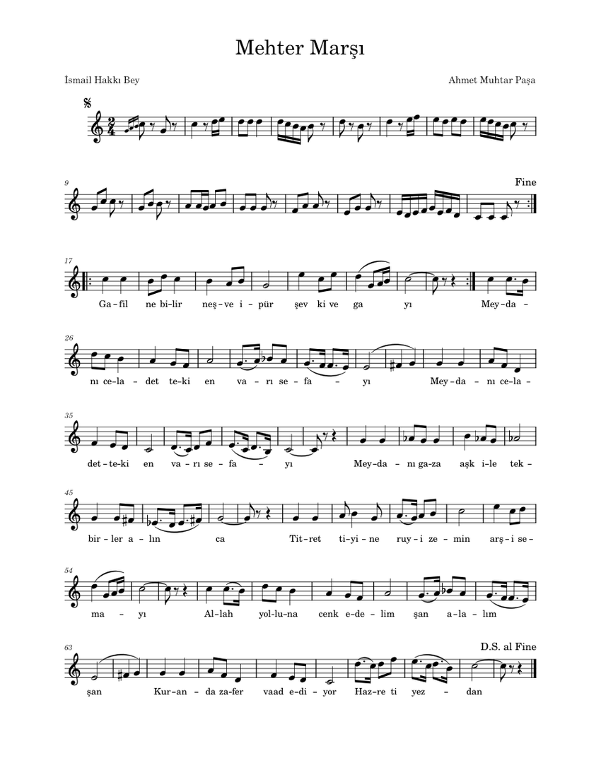 Mehter Marşı – Ahmet Muhtar Paşa Sheet music for Piano (Solo ...
