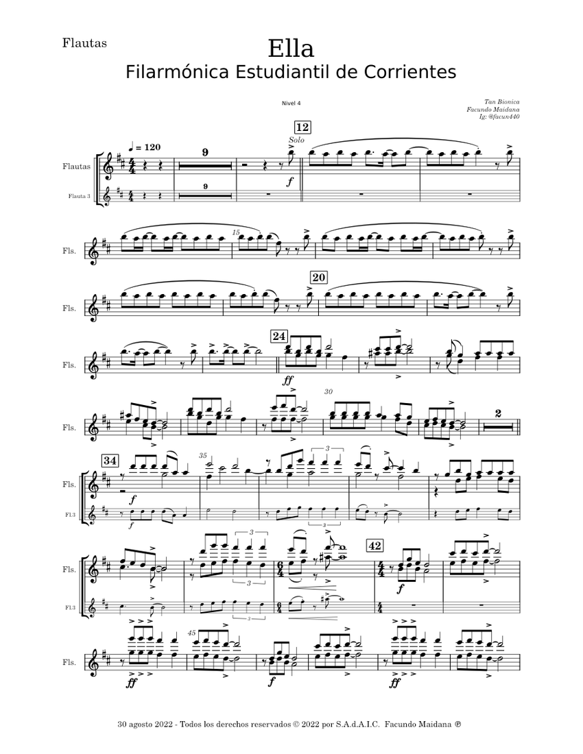 Ella-Flautas Sheet music for Flute (Solo) | Musescore.com