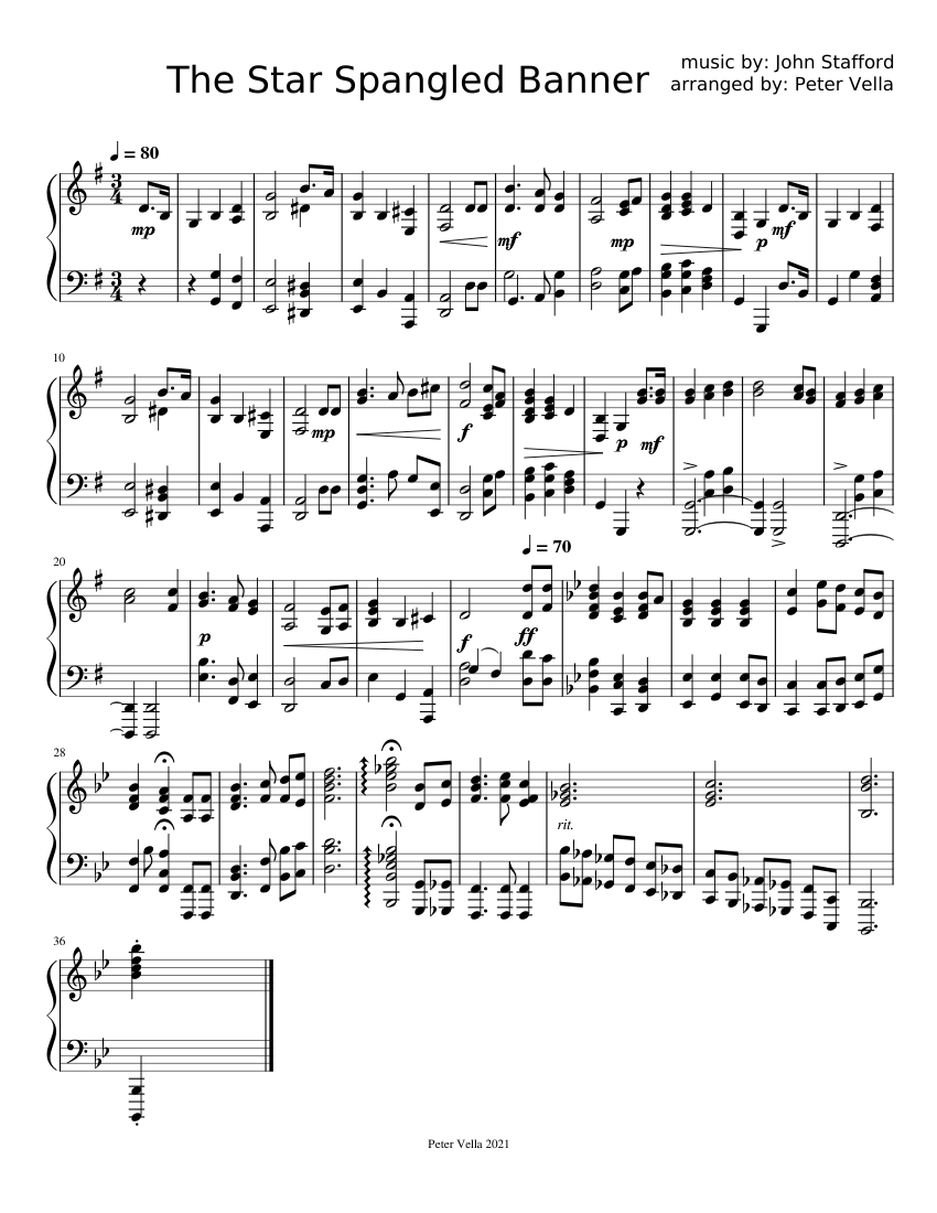 The Star Spangled Banner - piano tutorial