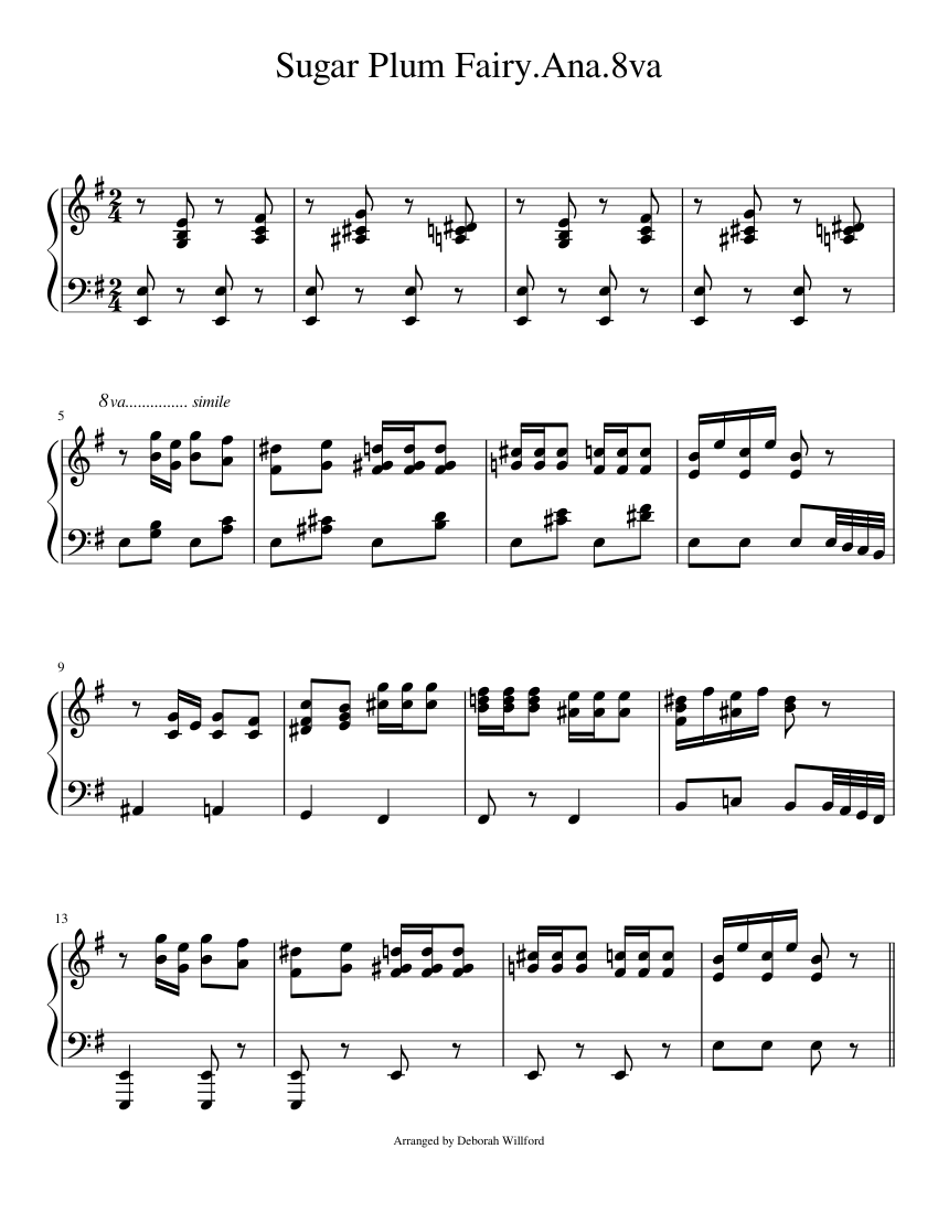 Sugar Plum Fairy Ana 8va Sheet Music for Piano (Solo) easy | MuseScore.com