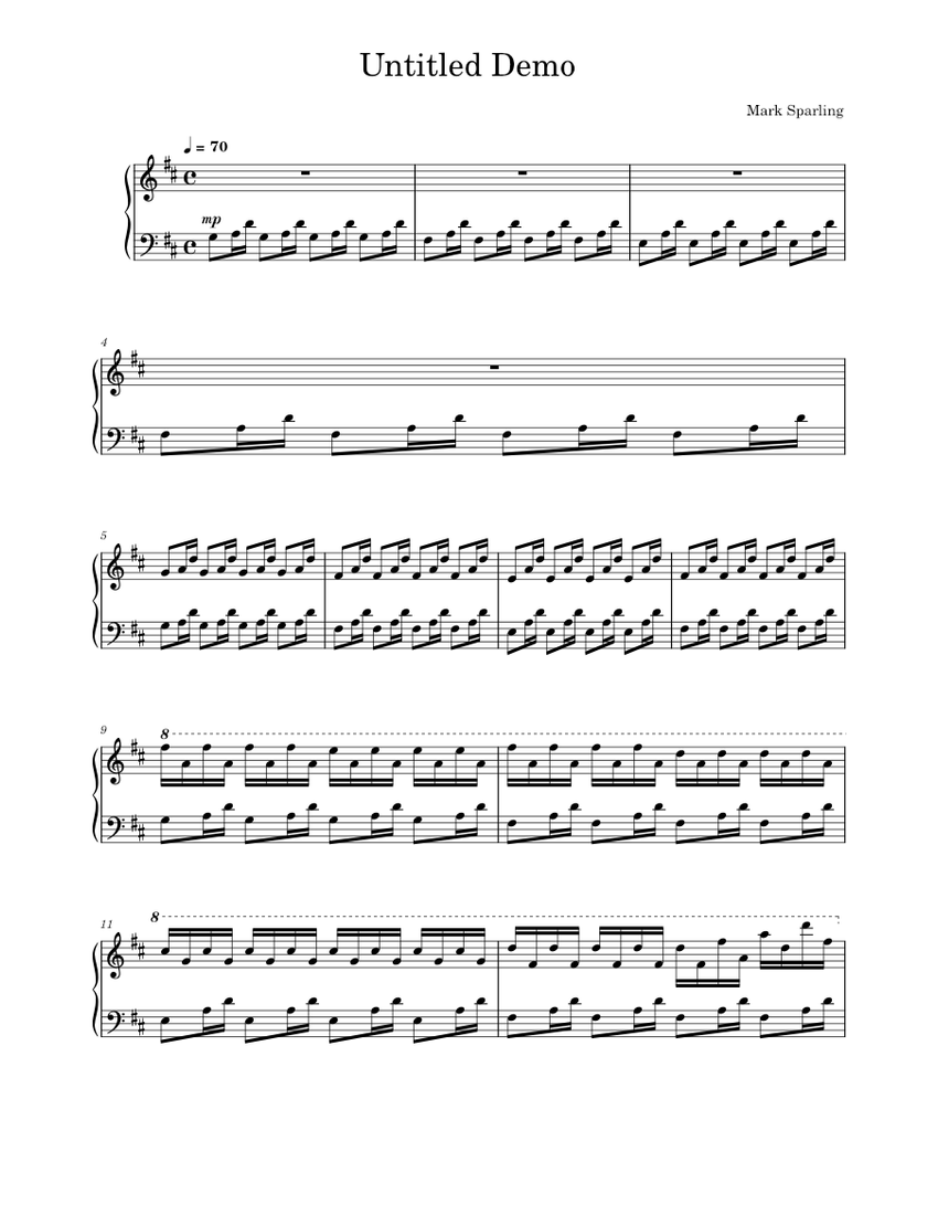 Untitled Demo (Arr. Pablo Enver) – Mark Sparling Sheet music for Piano ...