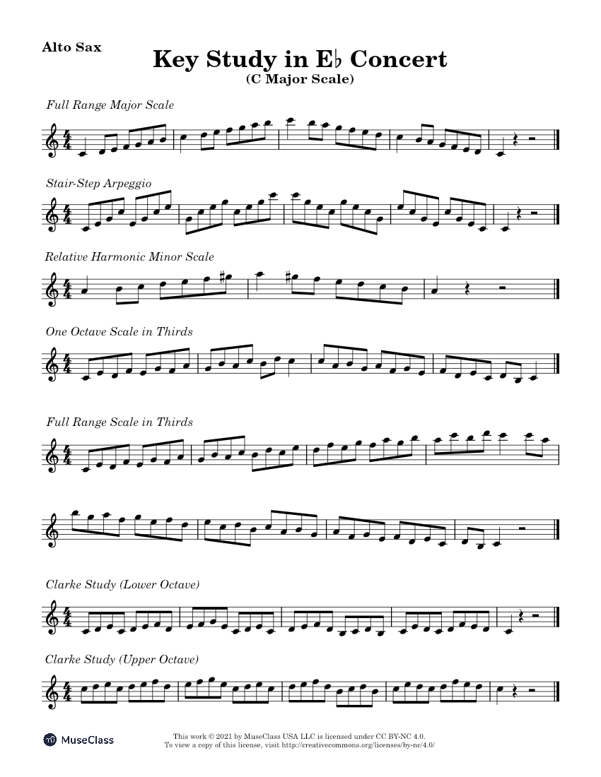 Key Study in C Major for Alto Sax Sheet Music for Saxophone alto (Solo ...