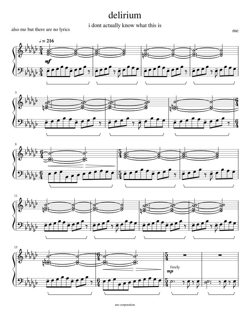 delirium Sheet music for Piano (Solo) Easy | Musescore.com