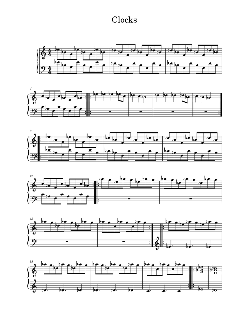 Clocks – Coldplay Sheet music for Piano (Solo) Easy | Musescore.com
