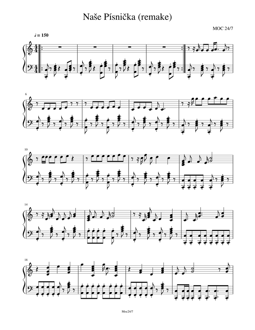 Naše Písnička (remake) Sheet music for Piano (Solo) | Musescore.com