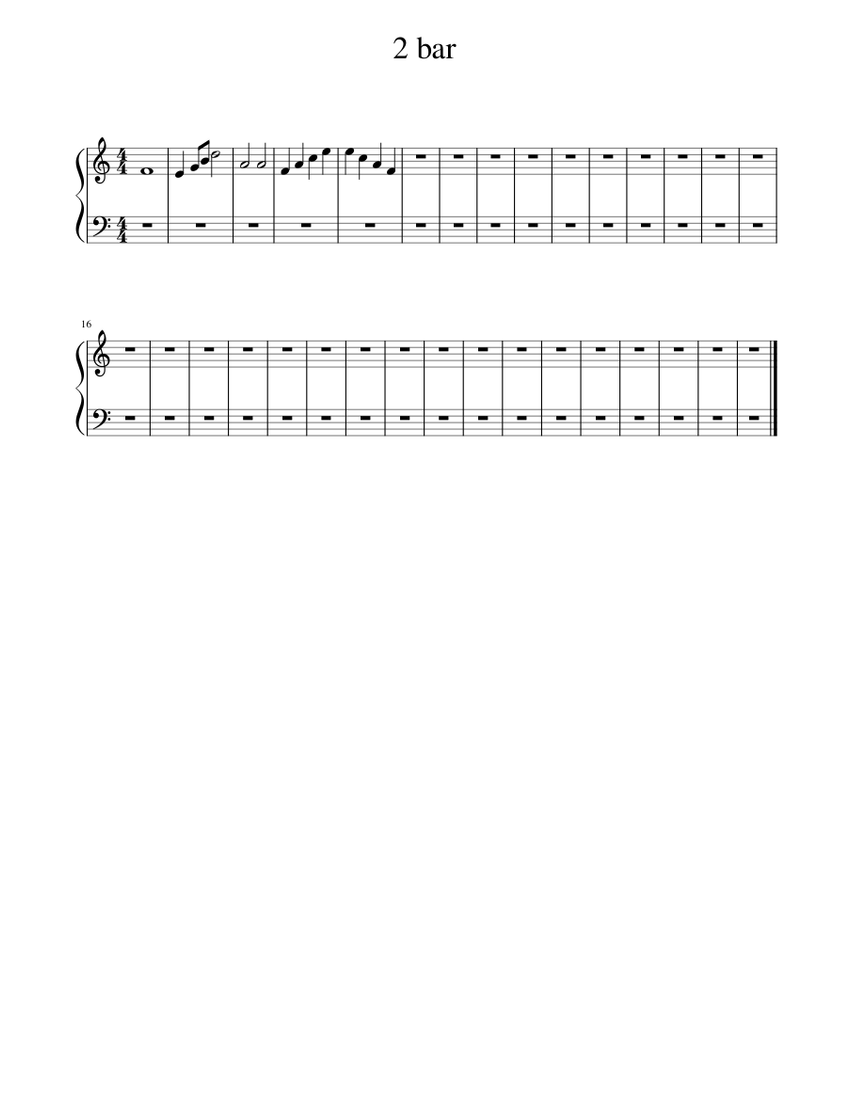 2 bar Sheet Music for Piano (Solo) easy | MuseScore.com
