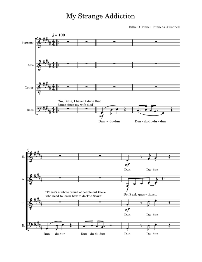 My strange addiction – Billie Eilish SATB A Capella Sheet music for ...