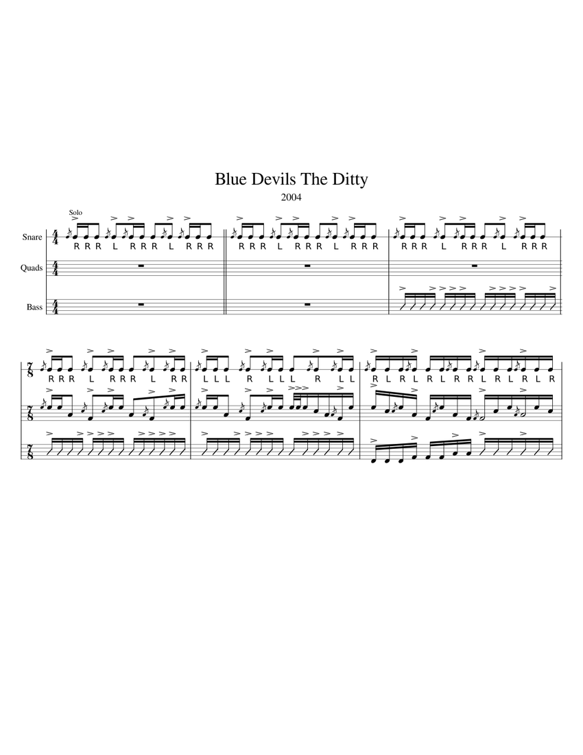 Blue Devils The Ditty Sheet Music for Bass guitar (Solo) | MuseScore.com
