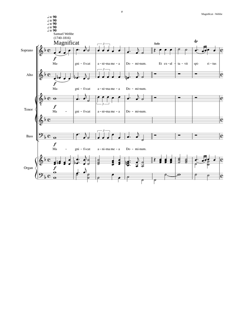 Magnificat - Samuel Webbe Sheet music for Organ, Bass guitar (Mixed ...