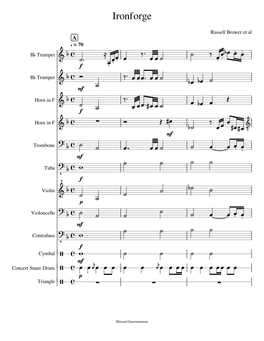 Ironforge Theme (Classic WoW) Sheet Music for Trombone, Tuba, Trumpet in b-flat, French horn ...