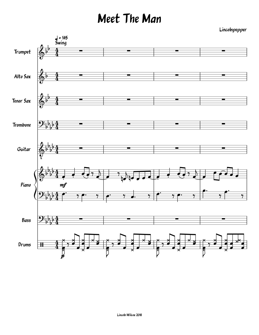 Meet The Man Sheet music for Piano, Trombone, Saxophone alto, Saxophone ...