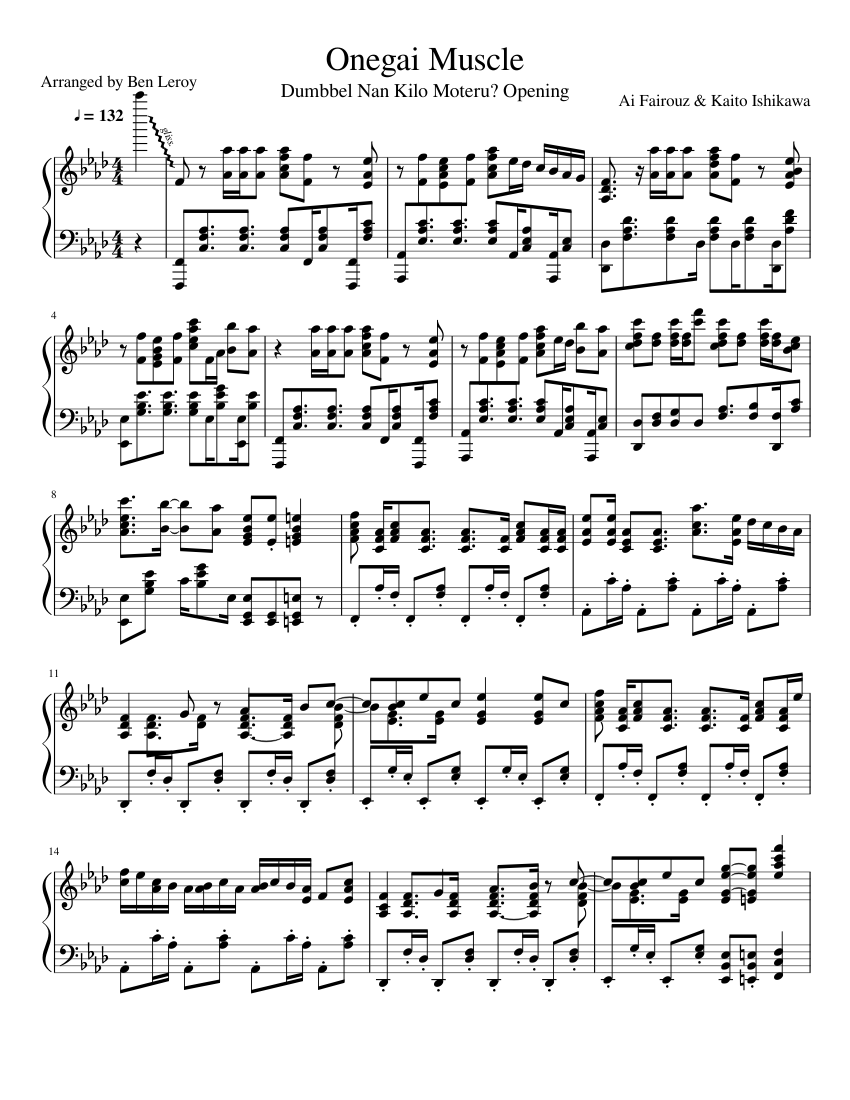 Onegai Muscle Sheet Music for Piano (Solo) | MuseScore.com