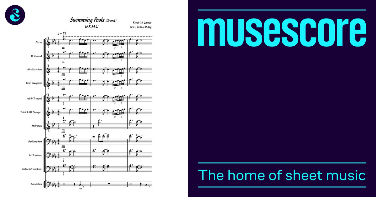 Swimming Pools Sheet Music for Trombone, Mellophone, Flute piccolo ...