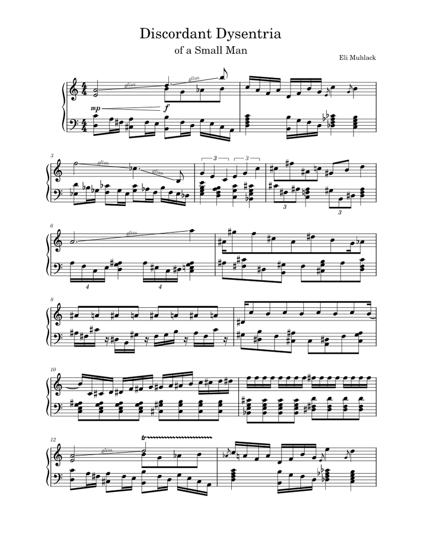 Discordant Dysentria of a Small Man Sheet music for Piano (Solo ...