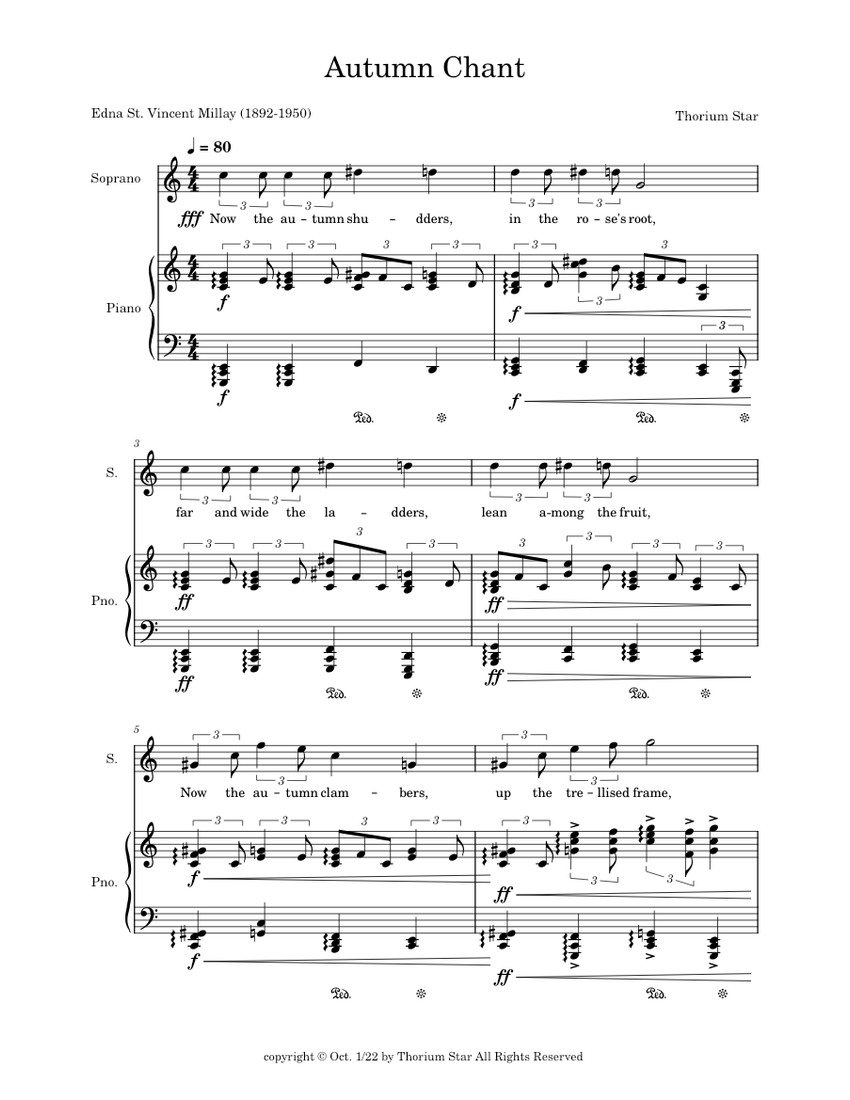 Autumn Chant Sheet music for Piano, Soprano (Piano-Voice) | Musescore.com