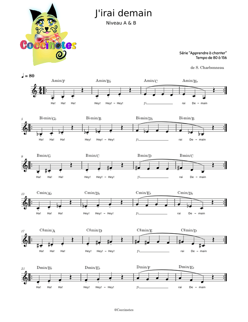 J'irai Demain (Niveau A & B) Sheet Music with Chords for Piano (Solo ...
