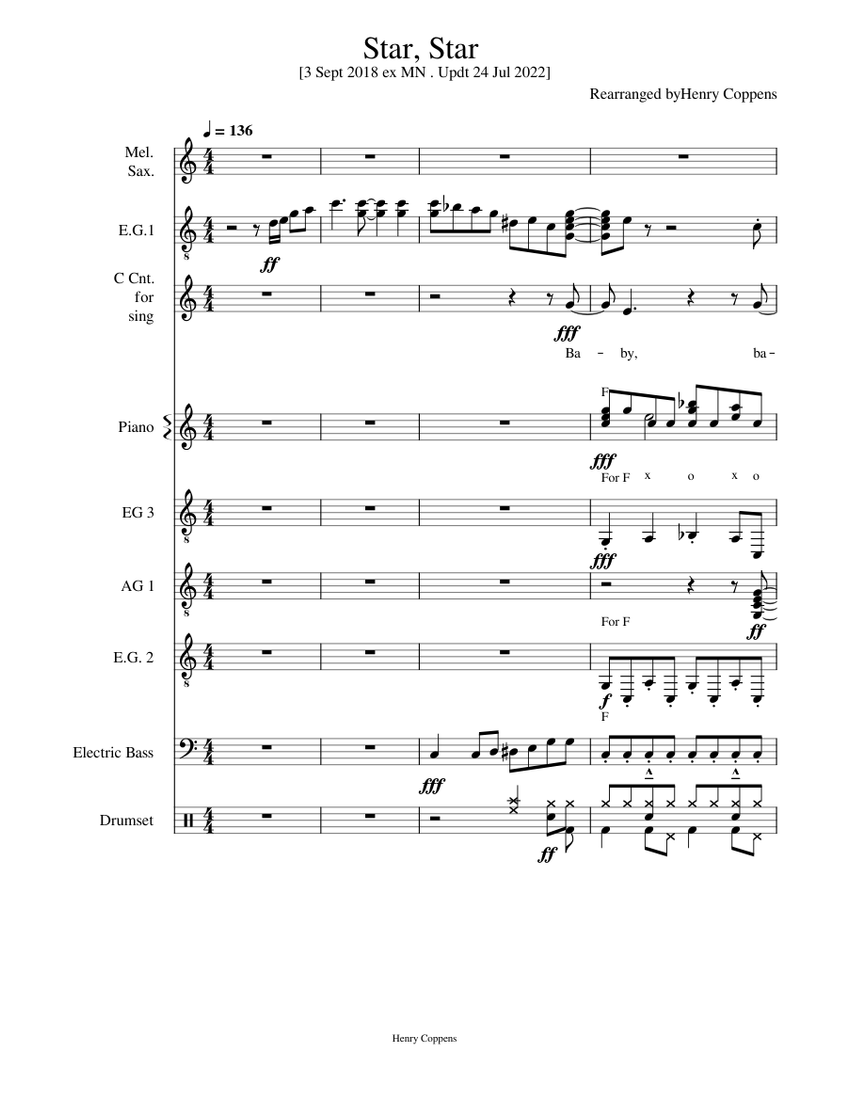 Star, Star Sheet music for Piano, Cornet, Guitar, Bass guitar & more ...