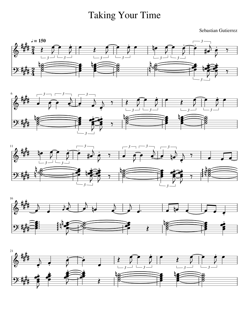 Taking Your Time Sheet music for Piano (Solo) | Musescore.com
