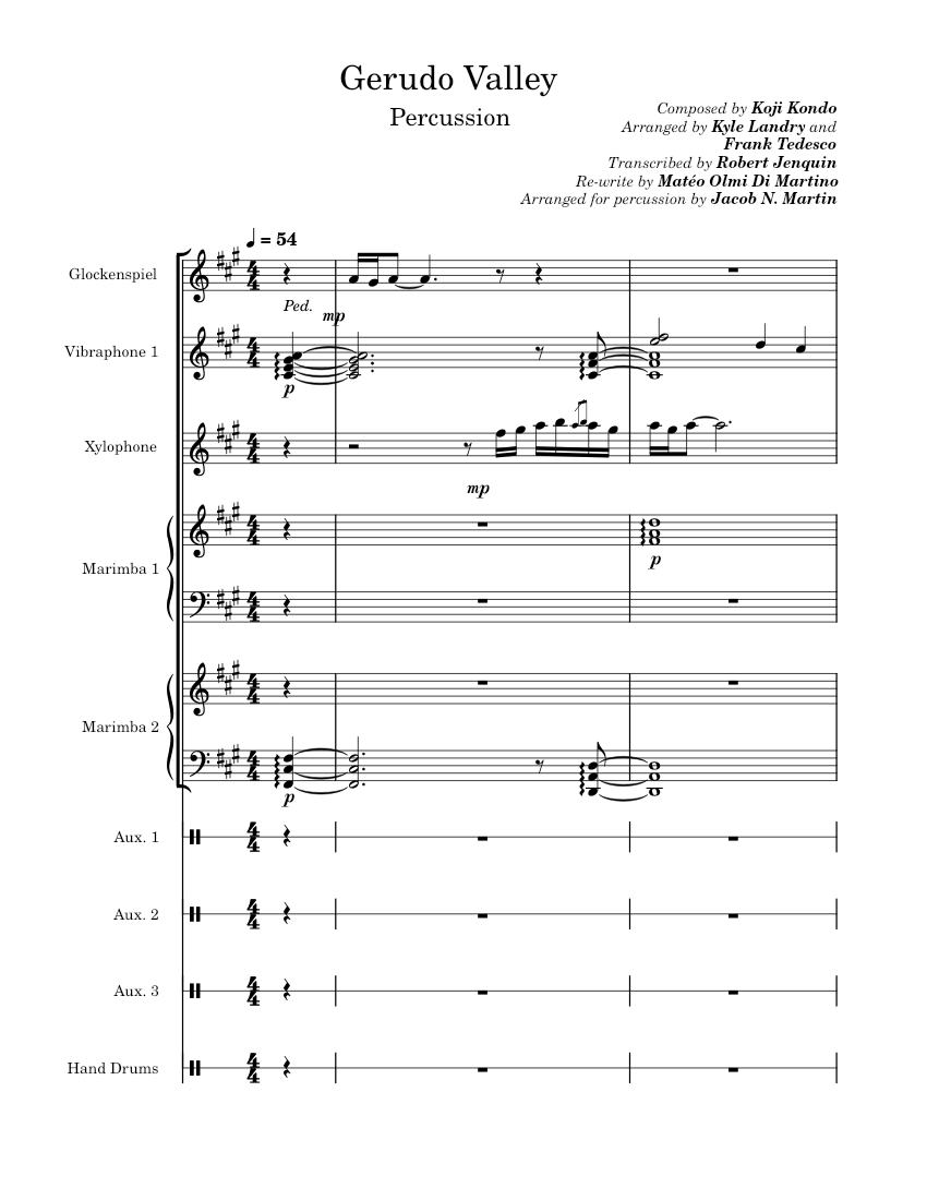 Gerudo Valley Percussion Sextet w/ ensemble Sheet Music for Vibraphone, Glockenspiel, Marimba ...