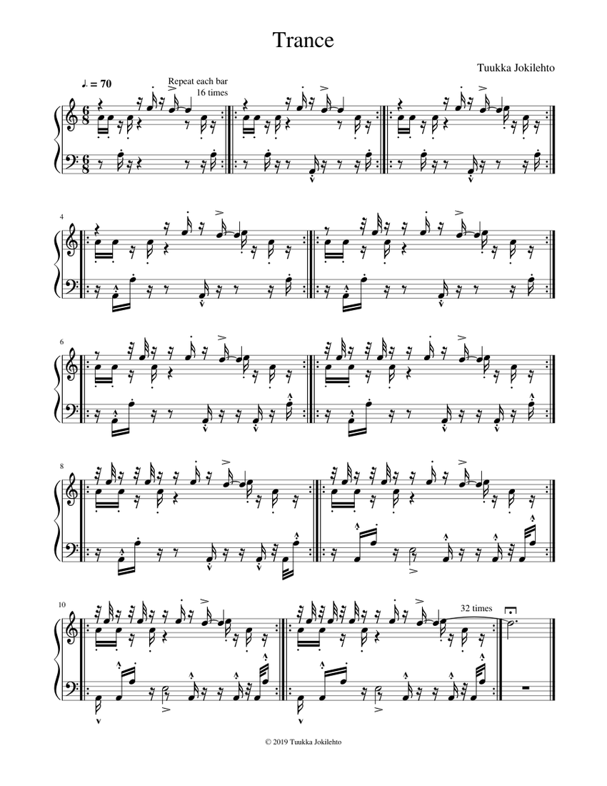 Trance Sheet Music for Piano (Solo) Easy | MuseScore.com